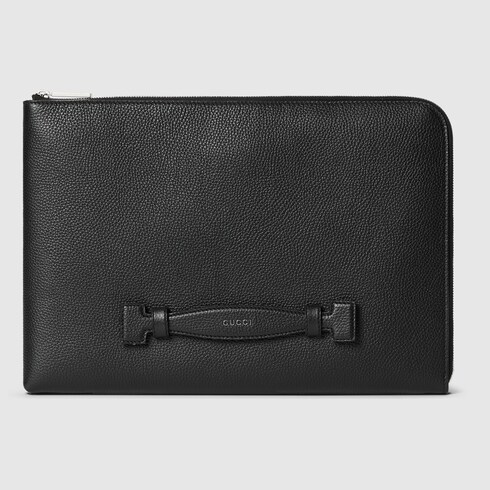 Medium business case with Gucci logo in black leather | GUCCI® GR