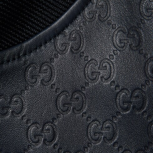 Embossed GG leather bomber jacket in Blue Ready-to-wear Embossed GG leather bomber jacket in Blue Ready-to-wear