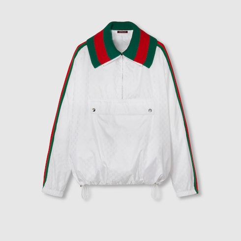 Veste en nylon GG avec bande Web en blanc | GUCCI® FR