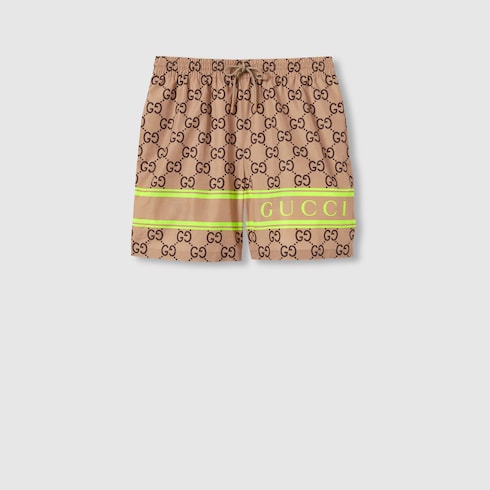 Costume da bagno con stampa GG in beige ed ebano | GUCCI® Italia