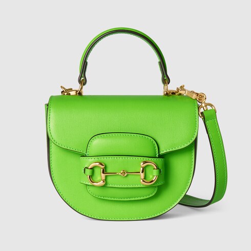 Gucci Horsebit 1955 mini top handle bag in electric green leather ...
