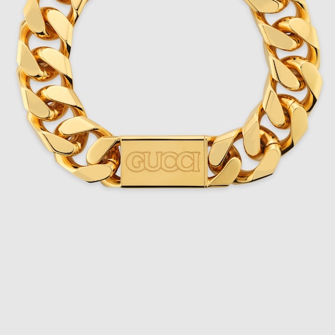 饰手写体Gucci标识标牌项链 in黄金色调金属 | GUCCI® UK
