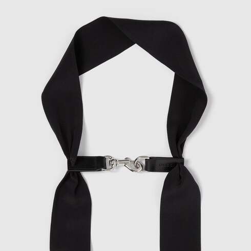 Gucci stripe print silk neck bow in Black Silk | GUCCI® SI