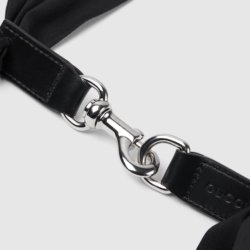 Gucci stripe print silk neck bow in Black Silk | GUCCI® SI