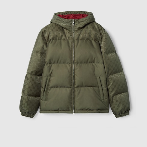 GG nylon canvas puffer jacket in Green Undefined | GUCCI® SI