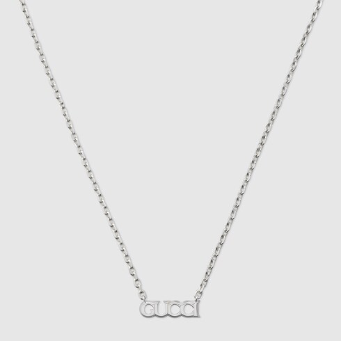 Necklace with Gucci script pendant in 925 sterling silver | GUCCI ...