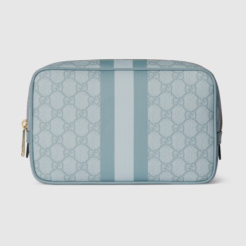 Ophidia GG small beauty case in dusty blue GG Supreme | GUCCI® Canada
