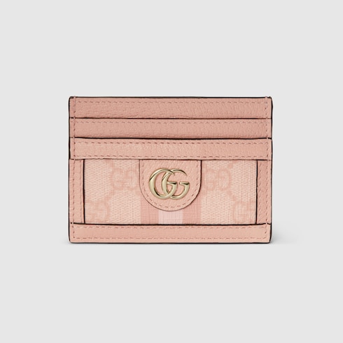 Ophidia GG card case in dusty pink GG Supreme | GUCCI® 香港