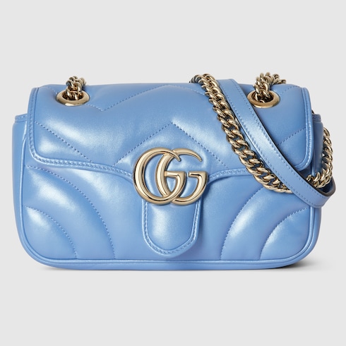 GG Marmont mini shoulder bag in light blue | GUCCI® NL