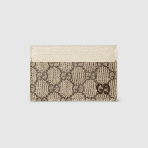 GG card case with GG detail in beige and ebony Supreme | GUCCI® UK