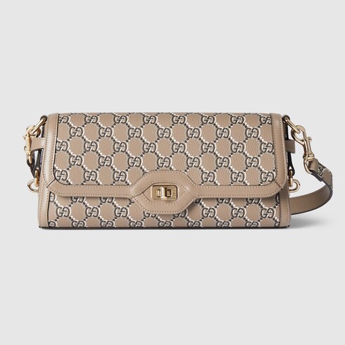 Gucci Luce small shoulder bag in taupe GG leather | GUCCI® HU