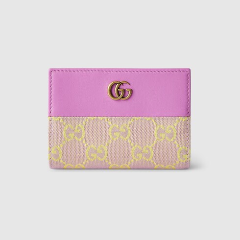 GG wallet with coin pocket in lilac and yellow canvas | GUCCI® Australia