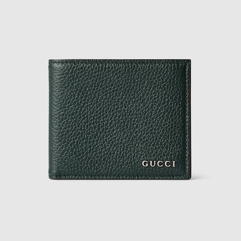 Bi-fold wallet with Gucci logo in dark green leather | GUCCI® NL