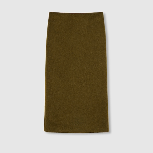 Wool mohair skirt in olive green | GUCCI® UK