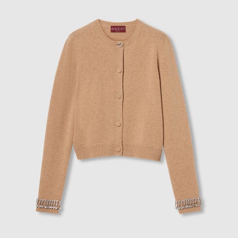Cardigan aus Wolle und Kaschmir in camel GUCCI DE