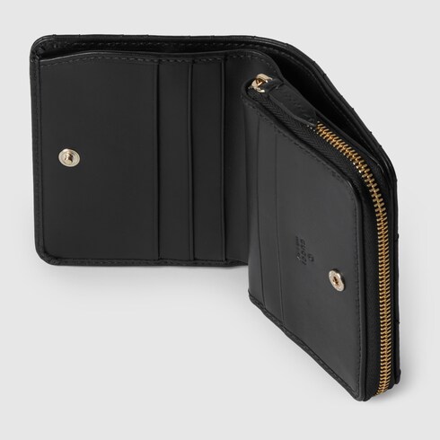 GG Marmont mini zip wallet in Black Leather | GUCCI® SI