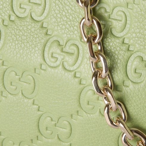 GG Emblem super mini bag in Green Original GG Fabric | GUCCI® SI
