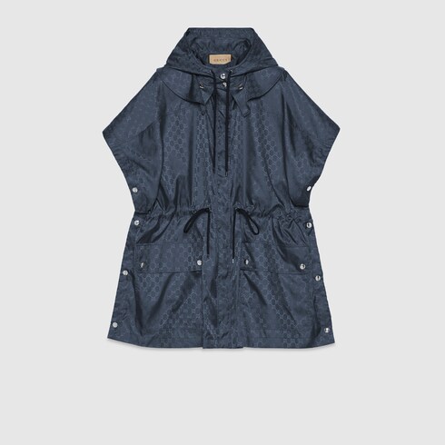 GG nylon jacquard hooded jacket in blue | GUCCI® PL
