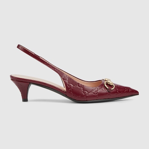 Zapatos de tacón Horsebit para mujer inPiel con GG roja Rosso Ancora ...