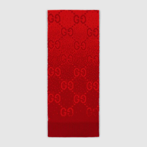 Children's GG wool jacquard scarf in red and dark red | GUCCI® Canada