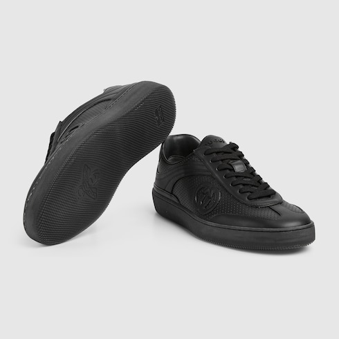 Men's Interlocking G trainer in Black Leather | GUCCI® SI