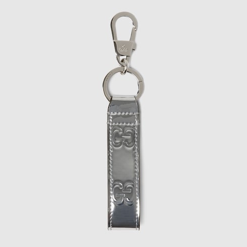 Keychain with GG in Silver Original GG Fabric | GUCCI® SI