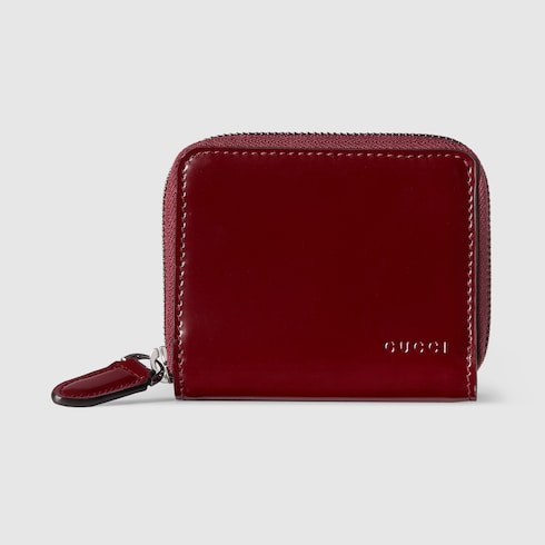 Zip around embossed wallet in Rosso Ancora red leather | GUCCI® UK