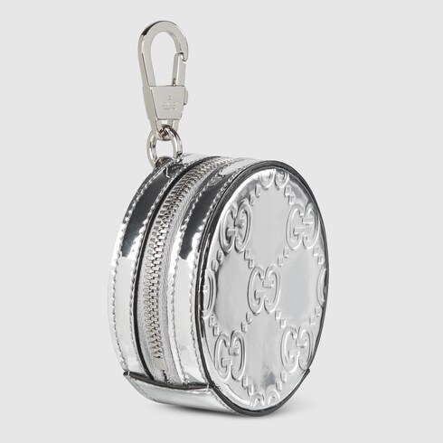 Keychain with GG in Silver Original GG Fabric | GUCCI® SI