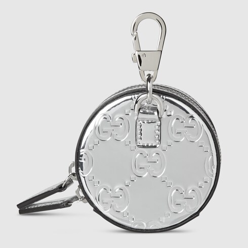Keychain with GG in Silver Original GG Fabric | GUCCI® SI