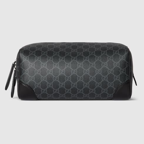 GG Emblem medium toiletry case in black fabric | GUCCI® Australia