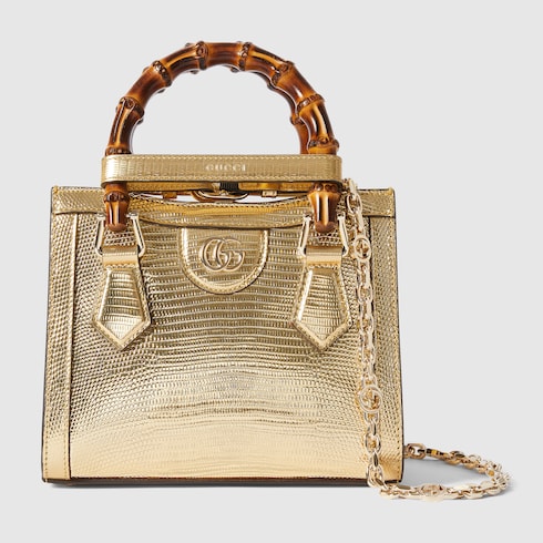 Gucci Diana lizard small tote bag in gold-toned | GUCCI® US