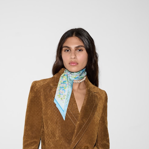 Fiocco in seta stampato in celeste | GUCCI® IT