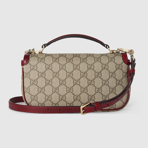 Gucci Horsebit 1955 Soft small top handle bag in Bordeaux Beige GG ...