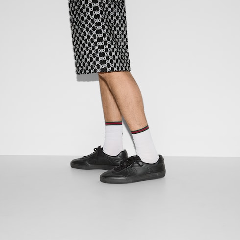 Men's Interlocking G trainer in Black Leather | GUCCI® SI