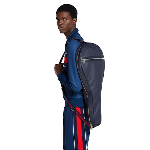 Tennis racket case with Web in Blue Fabric | GUCCI® SI
