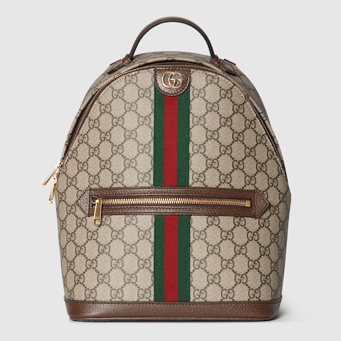 Ophidia small backpack in beige and brown GG fabric | GUCCI® Australia