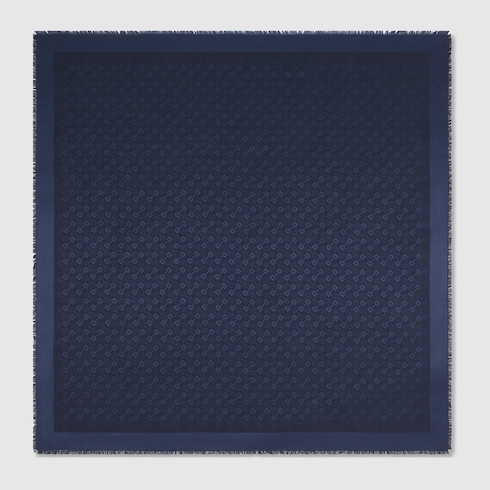 ผ้าคลุมไหล่ Silk wool Horsebit jacquard shawl inสีกรมท่า | GUCCI® TH