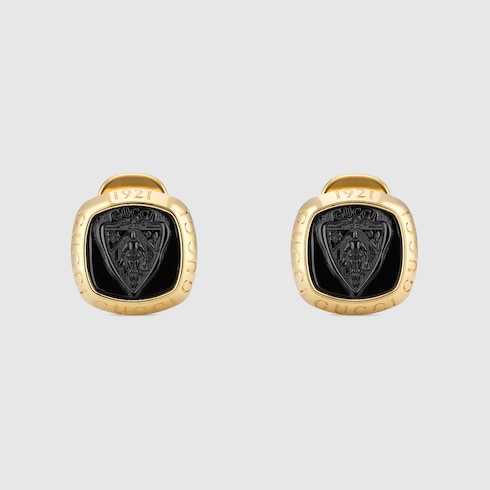 Gucci crest cufflinks in gold-toned brass | GUCCI® UK