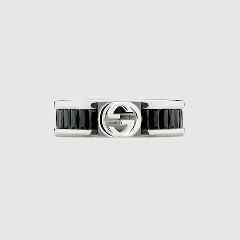 Gucci Interlocking crystal ring in 925 sterling silver | GUCCI® AU