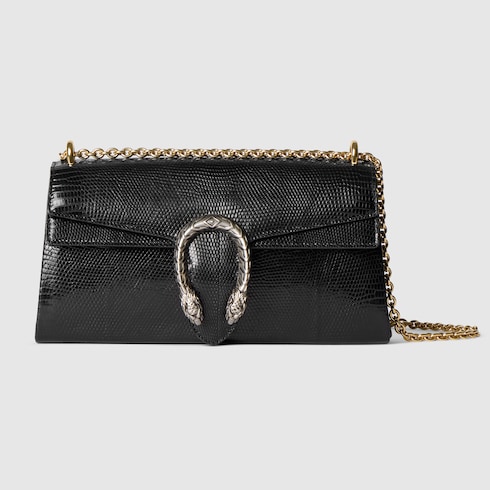 Dionysus lizard medium shoulder bag in black | GUCCI® SA