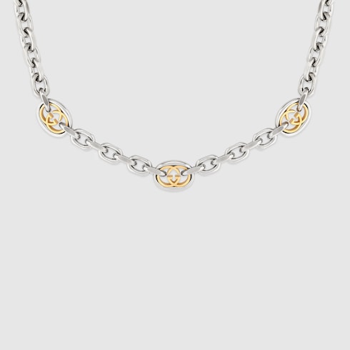 Collier chaîne Gucci Interlocking en laiton palladié | GUCCI® FR