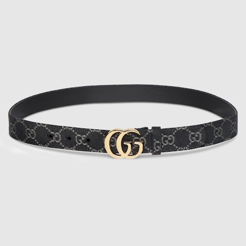 GG Marmont belt in black GG denim | GUCCI® SA