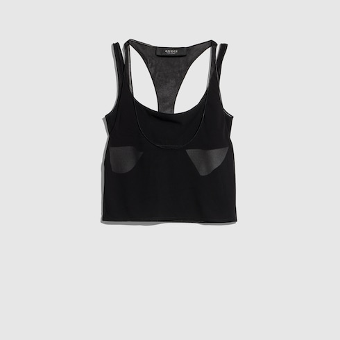 Light crêpe jersey bralette set in black | GUCCI® US
