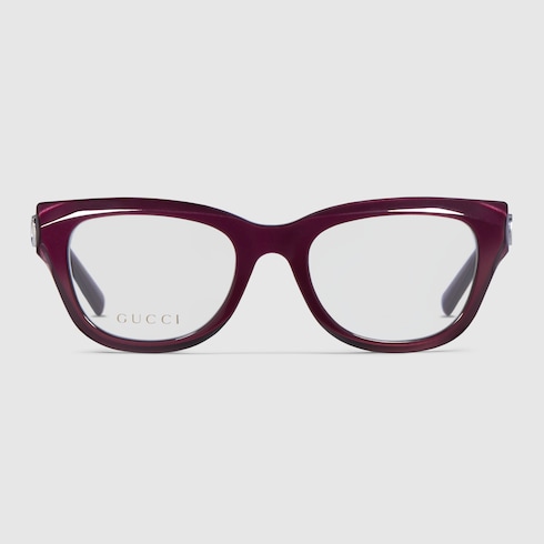 Monture optique géométrique en bordeaux | GUCCI® CH