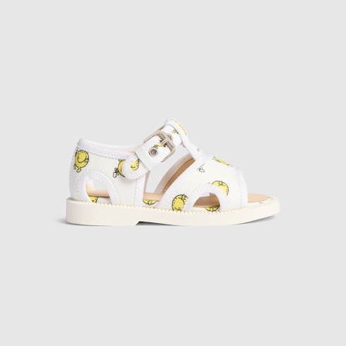 Sandalia para bebé en lona con GG blanca | GUCCI® ES