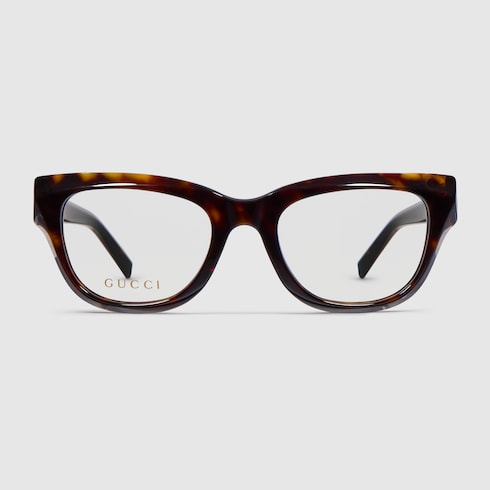 Geometrisches Brillengestell in braune Schildpatt-Optik | GUCCI® DE