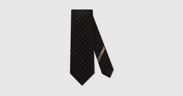 Black GG Pattern Silk Tie | GUCCI® US