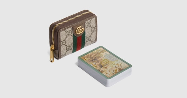 Card set with Double G in beige and ebony GG Supreme | GUCCI® US