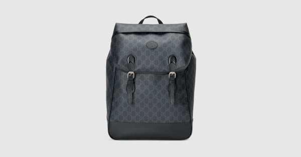 Medium backpack with Interlocking G in black GG Supreme | GUCCI® Canada