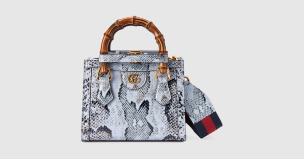 Gucci Diana mini python tote bag in Blue Precious Skins | GUCCI® SI